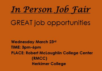 In-Person Job Fair: March 23rd at Herkimer College - Working Solutions ...